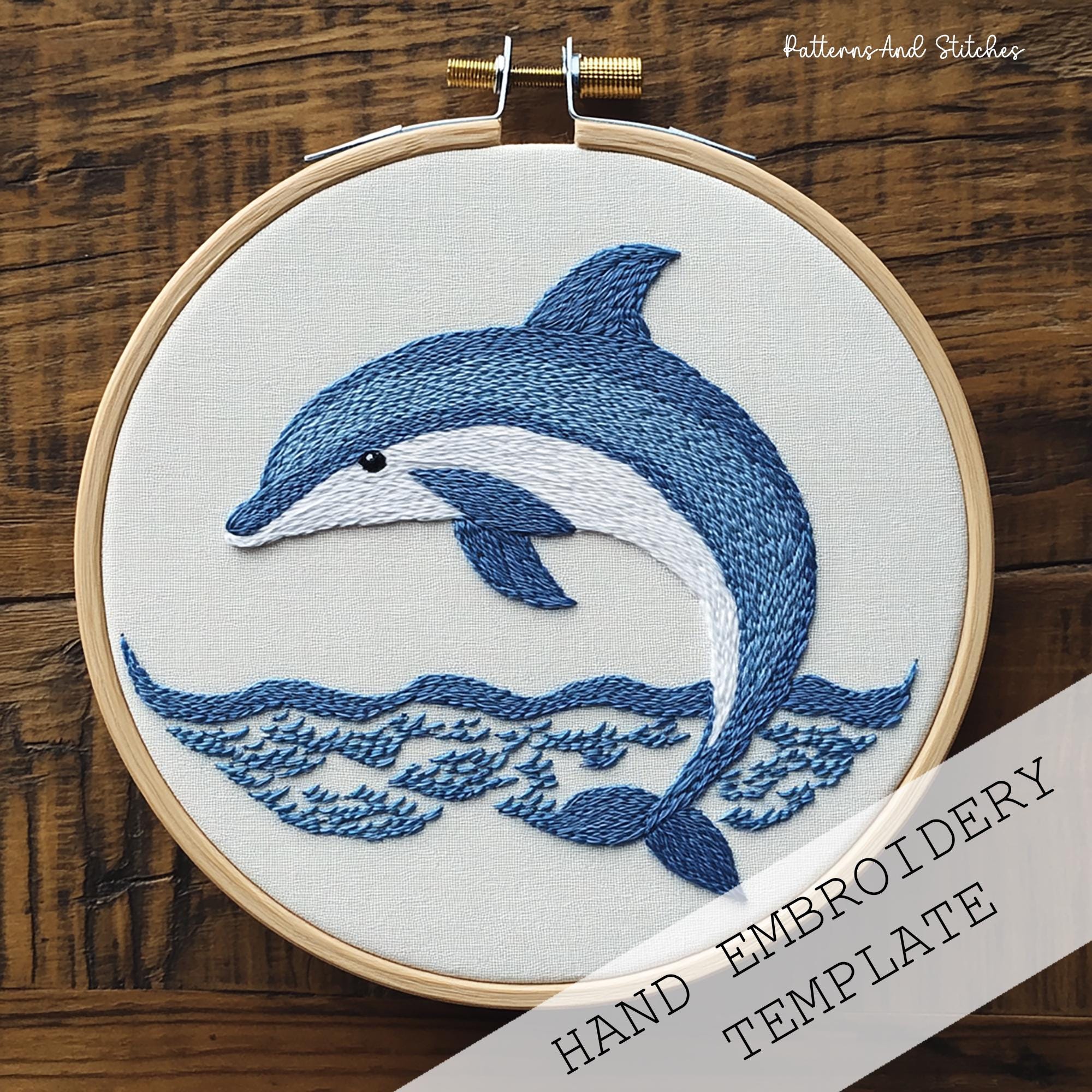 Dolphin Hand Embroidery Pattern: Summer Hoop Art, Ocean Animal (PDF ...