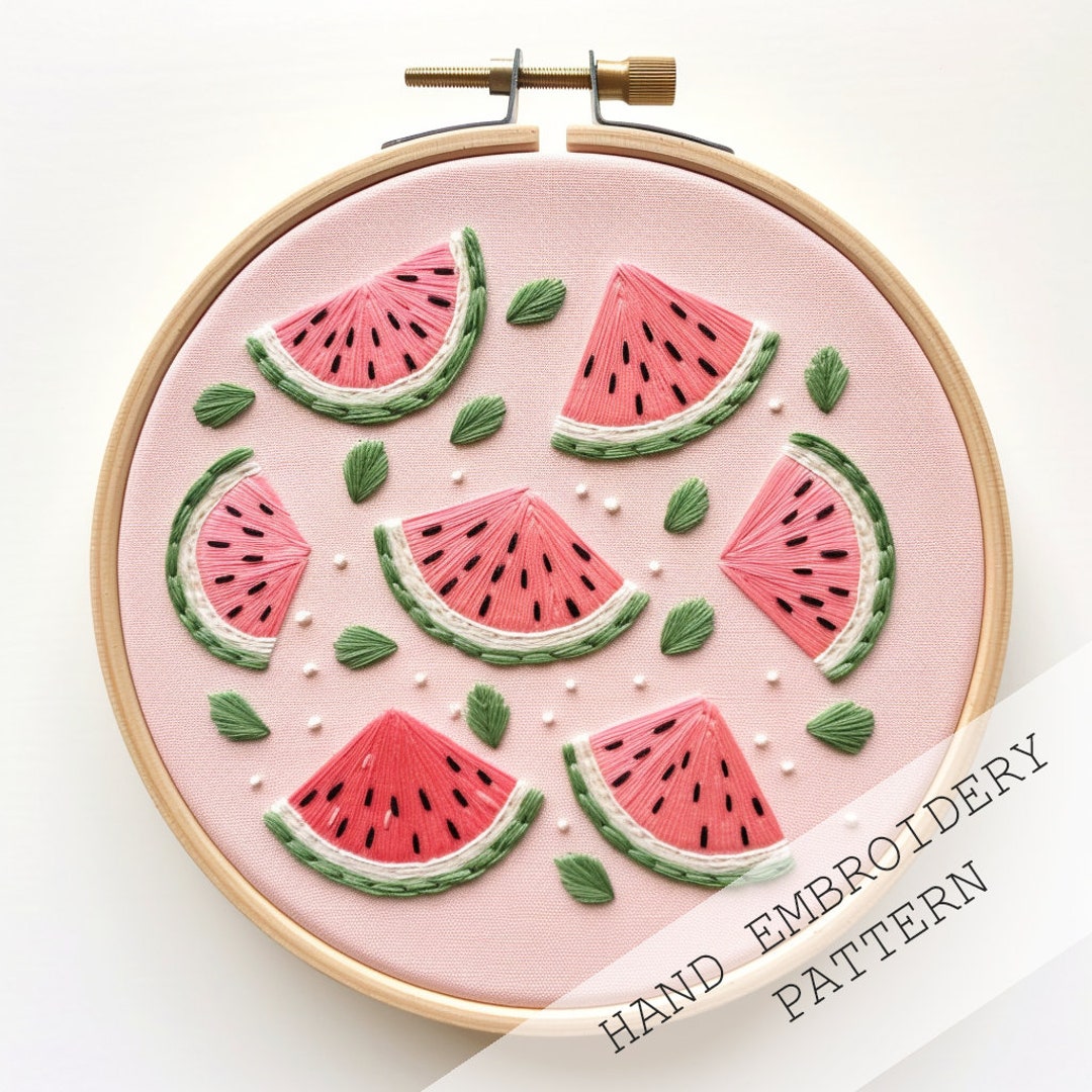 Watermelon Life Cycle Embroidery Pattern, DIY Fruit Hoop Art (PDF ...