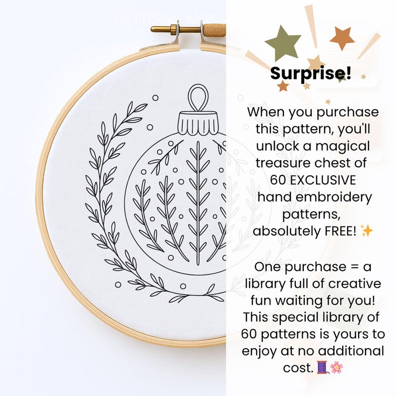 Blue Bauble Hand Embroidery Pattern: Christmas Ornament, Instant ...