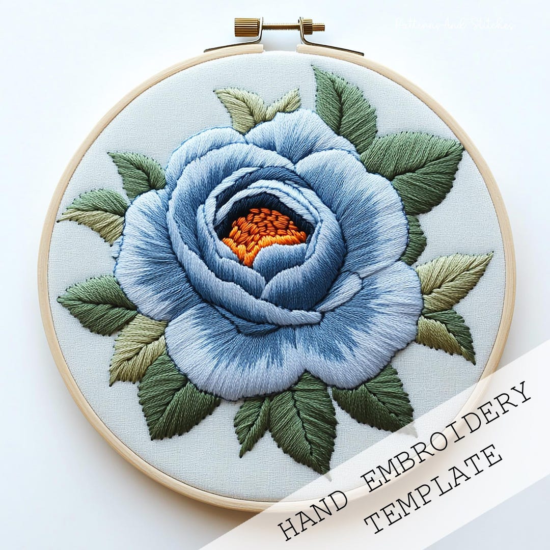 Rose Hand Embroidery Pattern: Floral Stitching Template (PDF) - Etsy