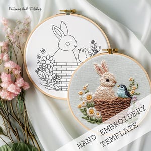 PDF Pattern, Hoppy Easter Bunny, Beginner Embroidery, Embroidery Art ...