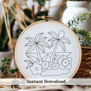 Island Embroidery Pattern, Hand Embroidery, PDF Download, DIY, Digital ...