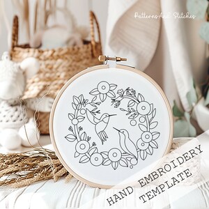 Hand Embroidery Pattern, Hummingbird, Pdf Pattern, Beginner Thread ...