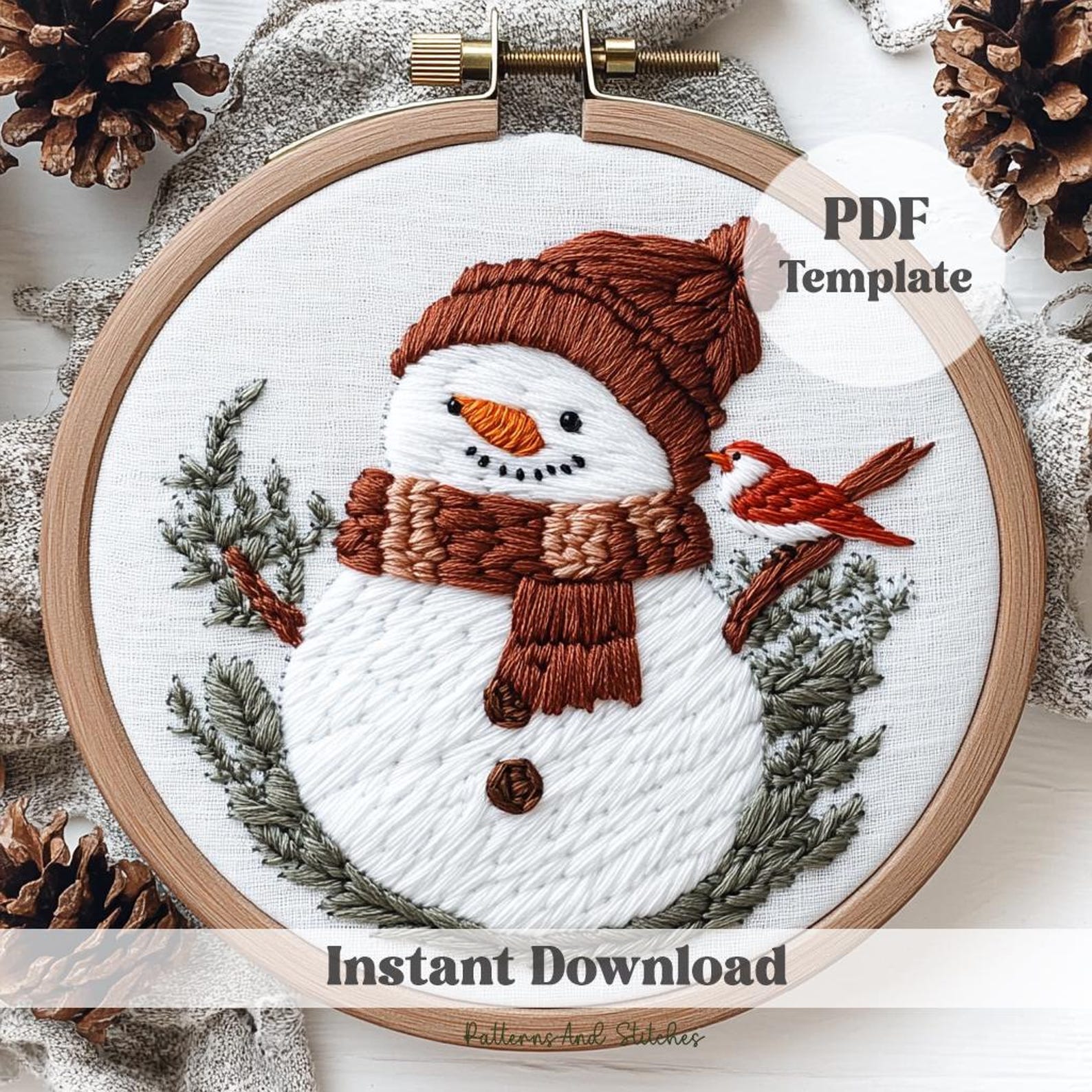 Snowman Embroidery Pattern, PDF Pattern, Hand Embroidery, Exclusive ...