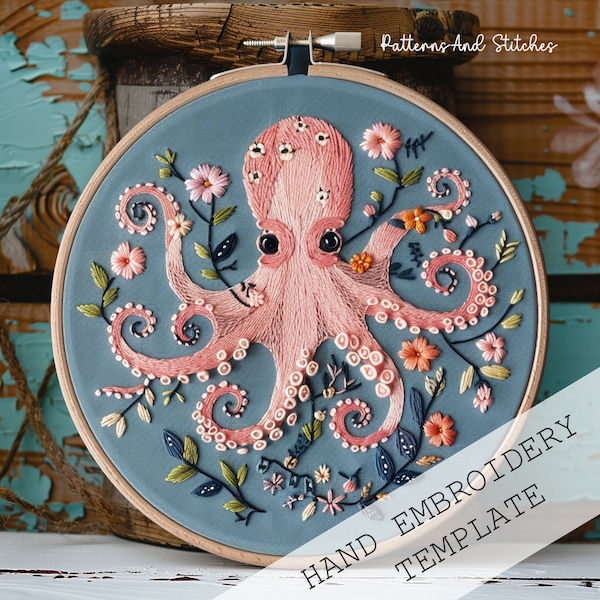 Octopus Embroidery - Etsy