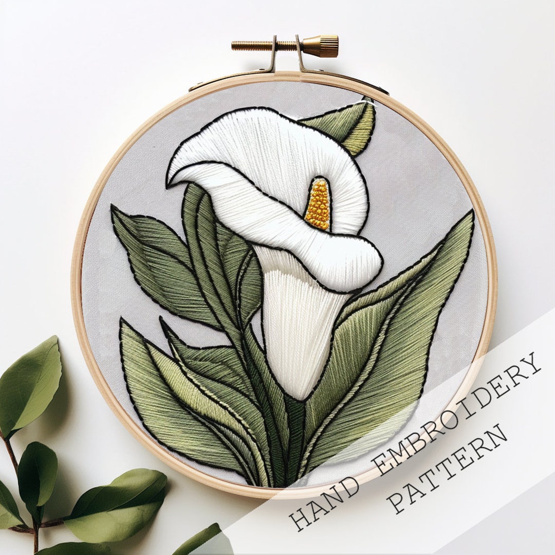 Arum Lily Embroidery Pattern, Instant Download, Beginner Embroidery ...