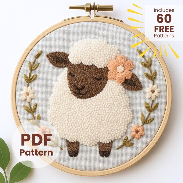 Sheep Embroidery - Etsy Australia