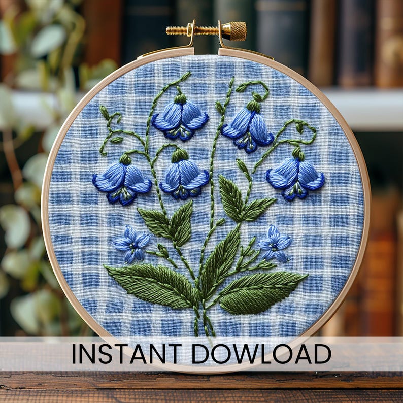 Floral Hand Embroidery Pattern: Bellflower Design (PDF) - Etsy