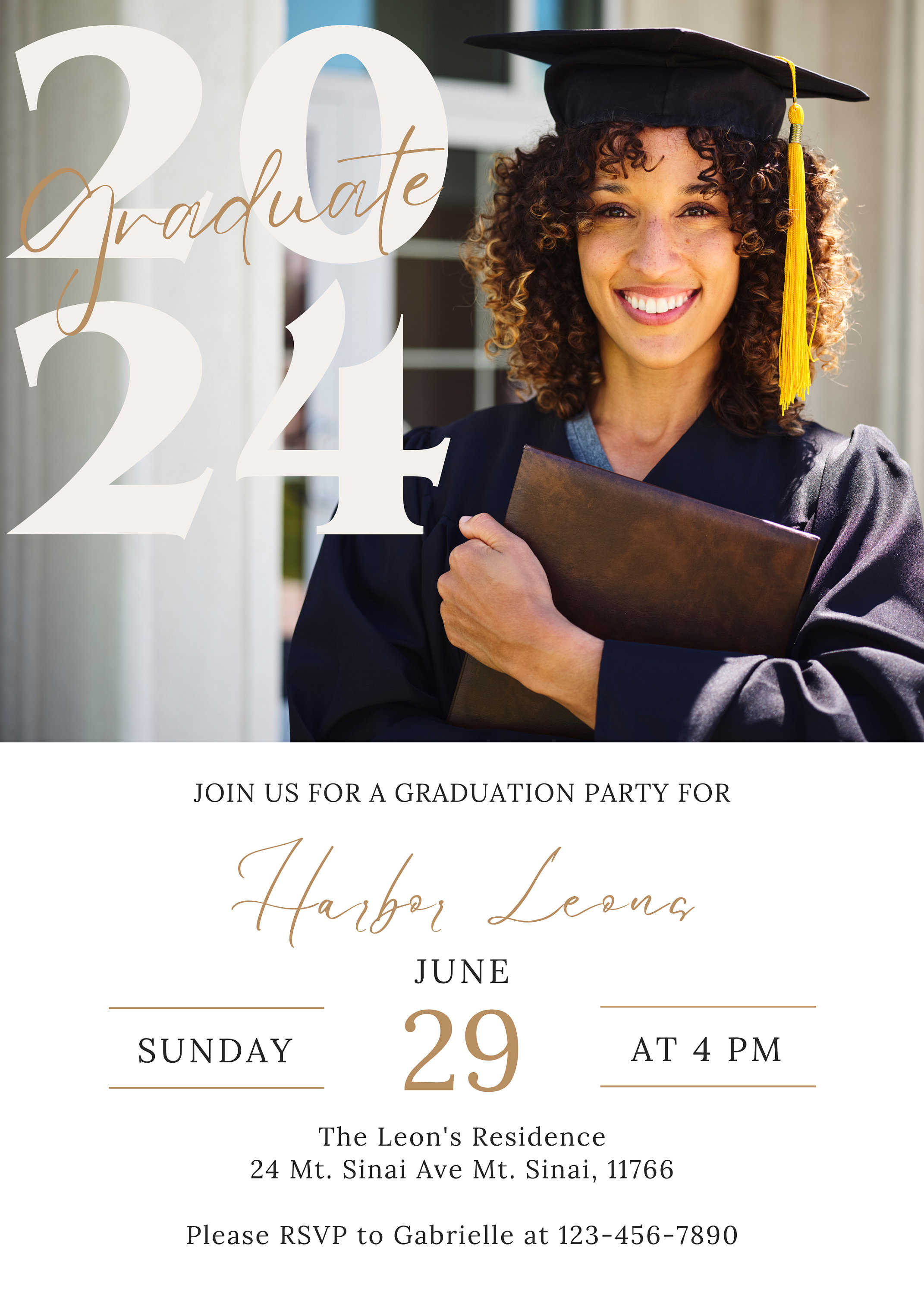 Graduation With Photos Invitation Card Printable, Minimalist Graduation ...