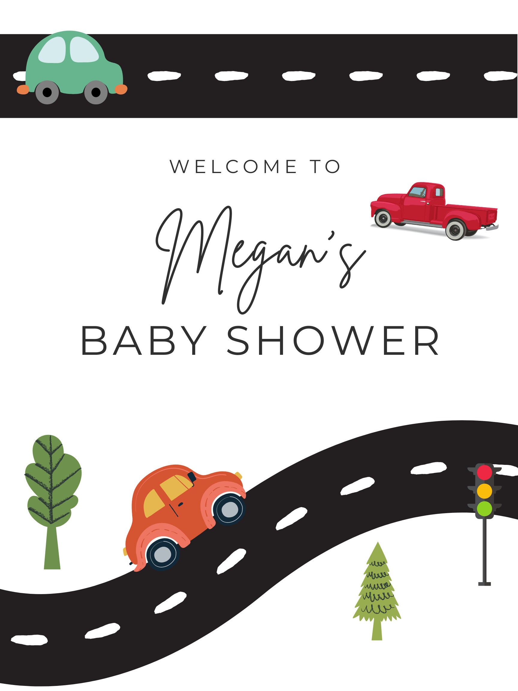 Editable Car, Road, Transportation Baby Shower Sign Template - Etsy