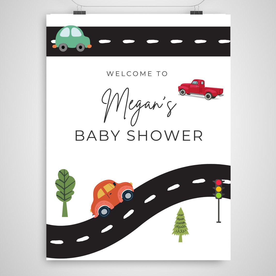 Editable Car, Road, Transportation Baby Shower Sign Template - Etsy