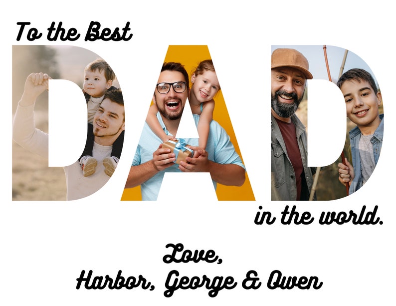 PRINTABLE 3 Dad Photo Collage, Handprint Dad Sign, Custom Father's Day ...