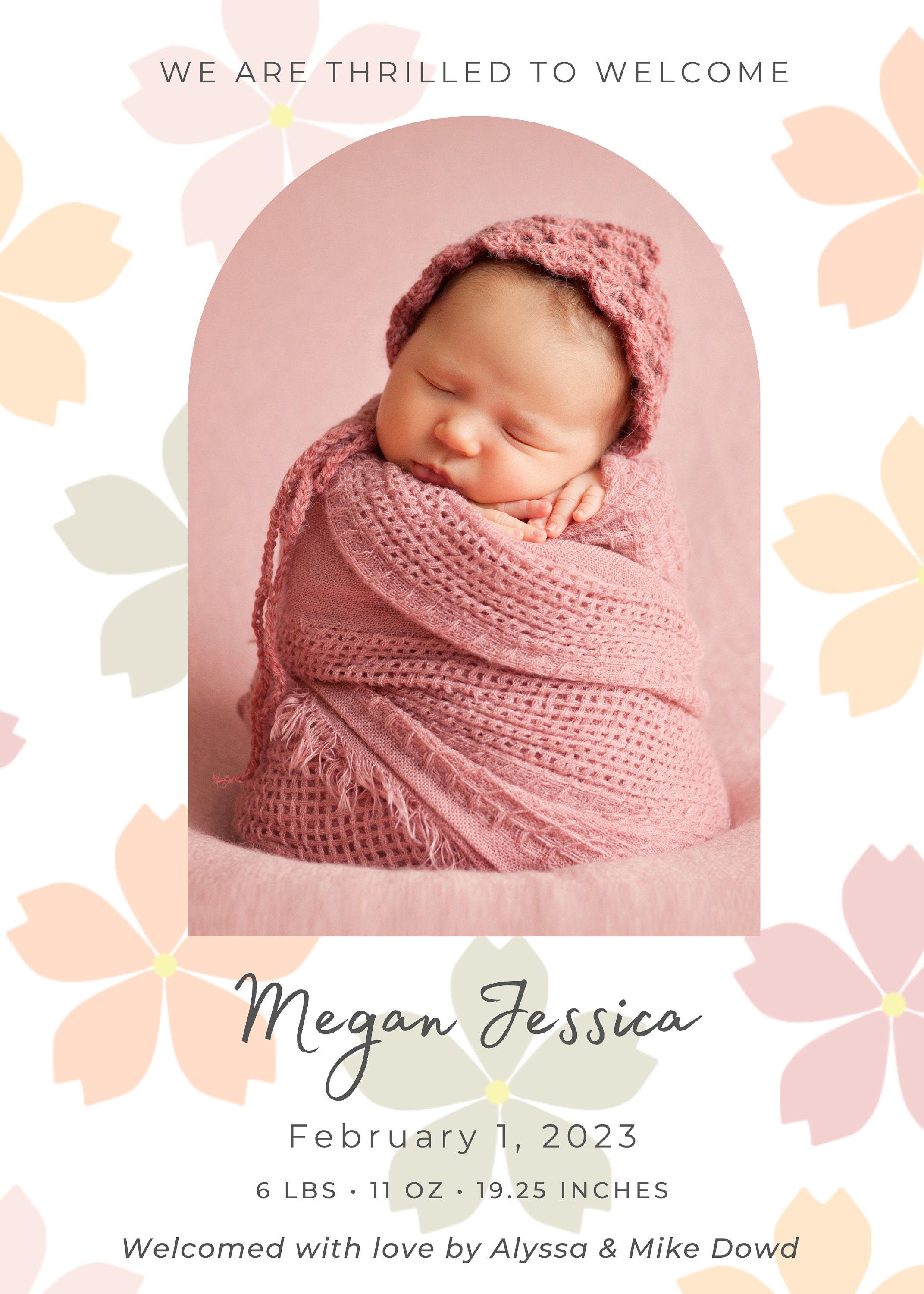 Editable Baby in Bloom Baby, Spring, Flower, Girly Baby Announcement - Etsy