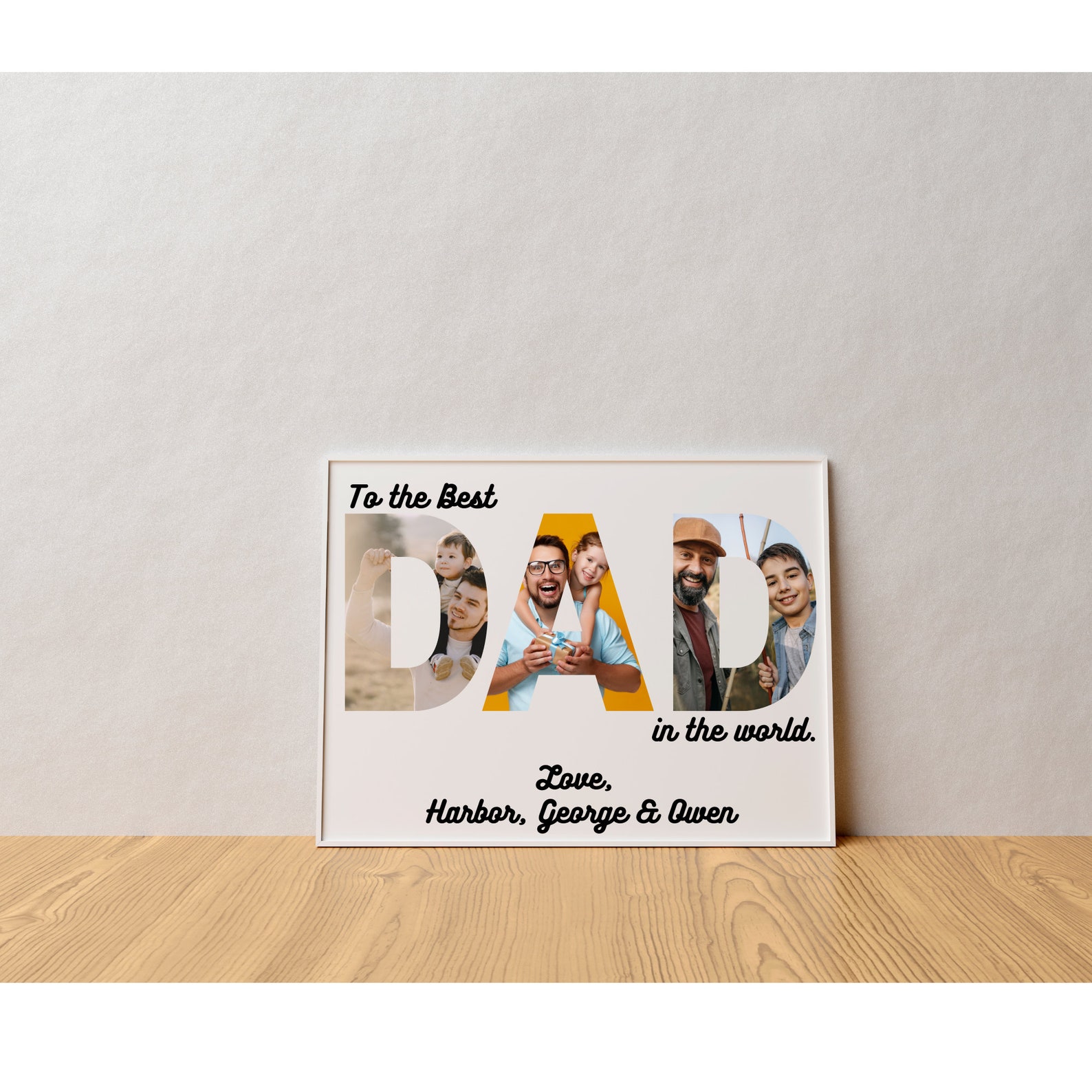 PRINTABLE 3 Dad Photo Collage, Handprint Dad Sign, Custom Father's Day ...