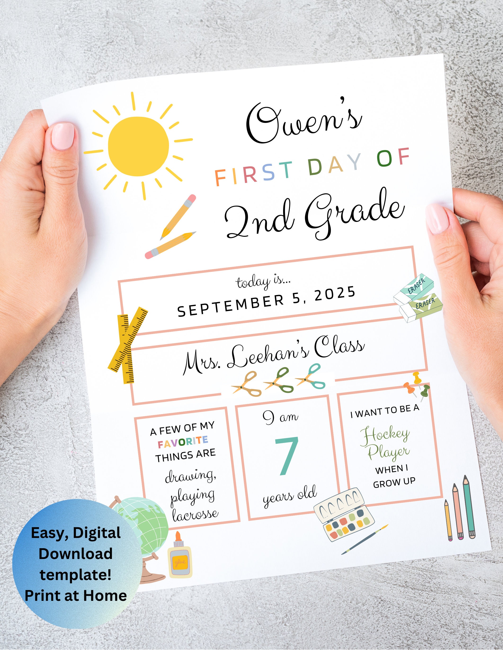 Back to School, Last Day of School Photo Prop Signs, Instant Download ...