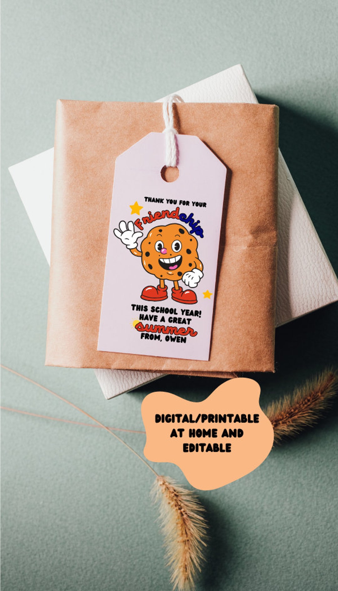Printable Cookie Treat Tag: End of School Year Gift (canva Template) - Etsy