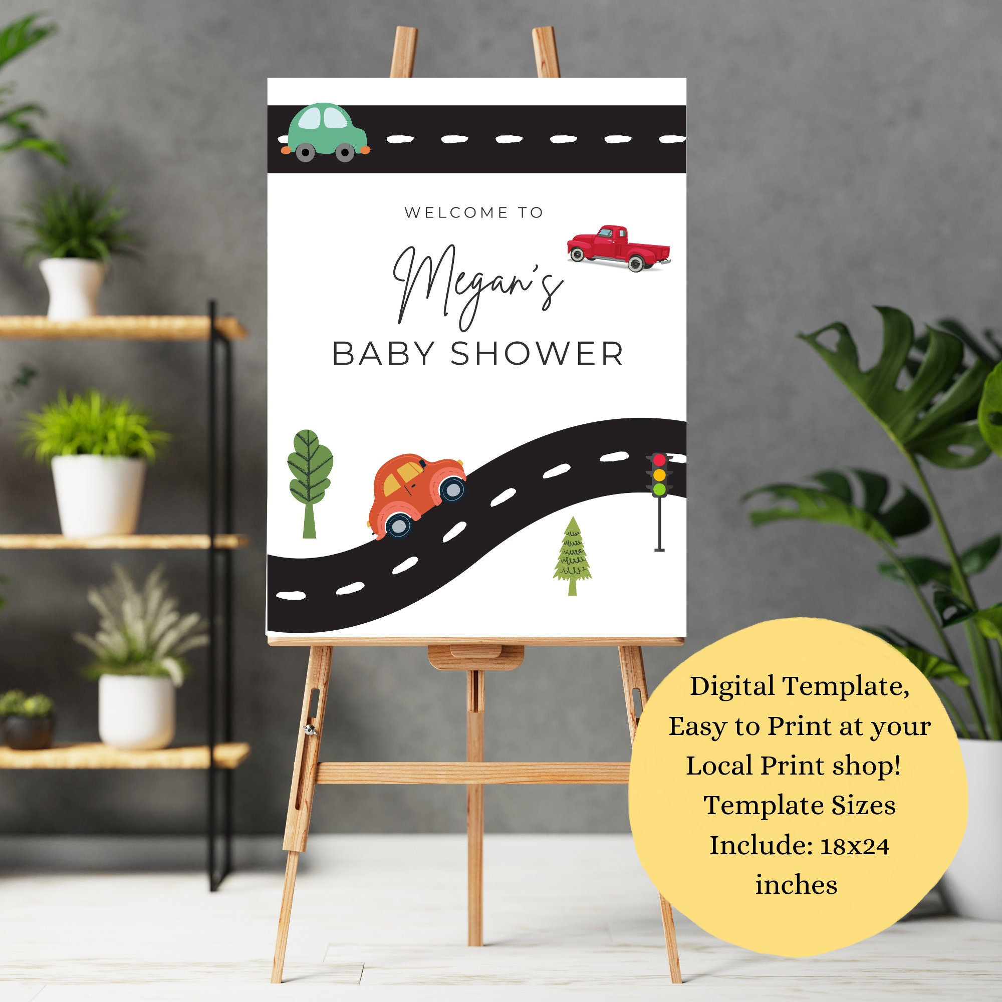 Editable Car, Road, Transportation Baby Shower Sign Template - Etsy
