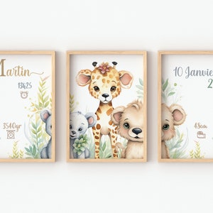 Set of 3 Jungle Animal Posters, Safari Wall Art for a Child's Room ...