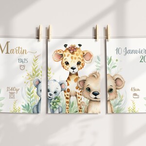 Set of 3 Jungle Animal Posters, Safari Wall Art for a Child's Room ...