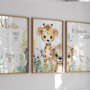 Set of 3 Jungle Animal Posters, Safari Wall Art for a Child's Room ...