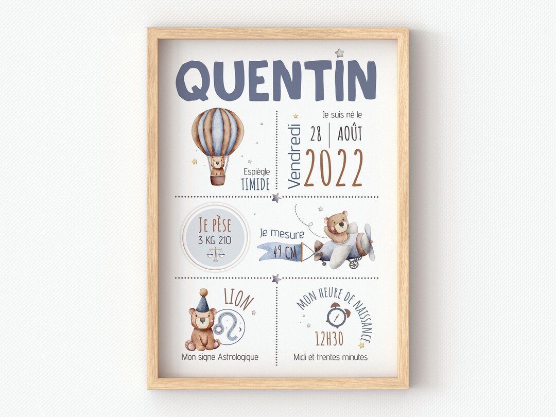 Small Aviator Poster, Cute Teddy Bear, Birth Gift to Offer to a Future ...