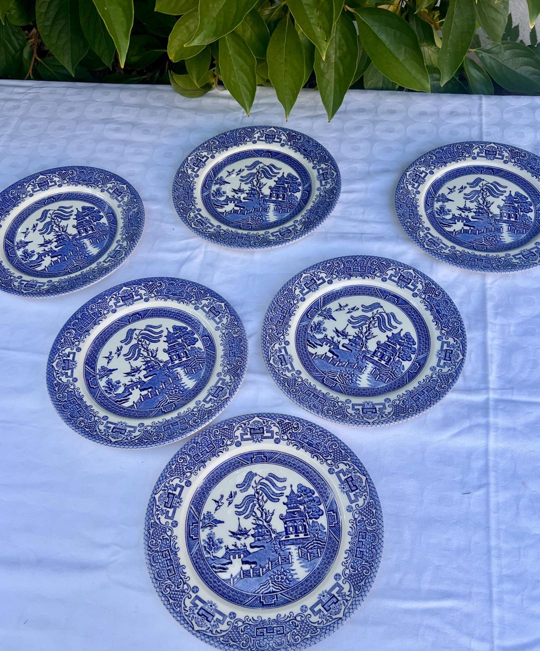Set of 6 English Plates EIT 25 Cm – Blue Willow Pattern – Vintage ...