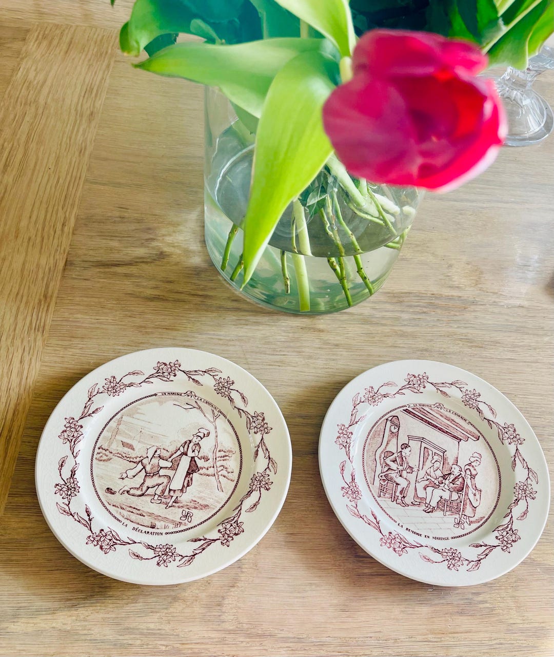 Set of 2 Ceramic Talking Plates Country Wedding Scenes Vintage - Etsy