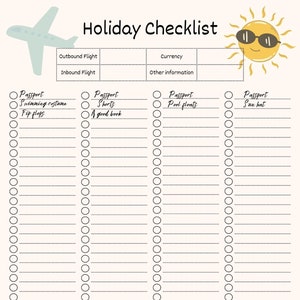 Holiday Checklist | Holiday Planner | Family Holiday Planner | Digital ...