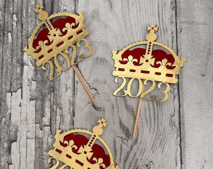 6 Coronation Crown Cupcake Toppers - Etsy