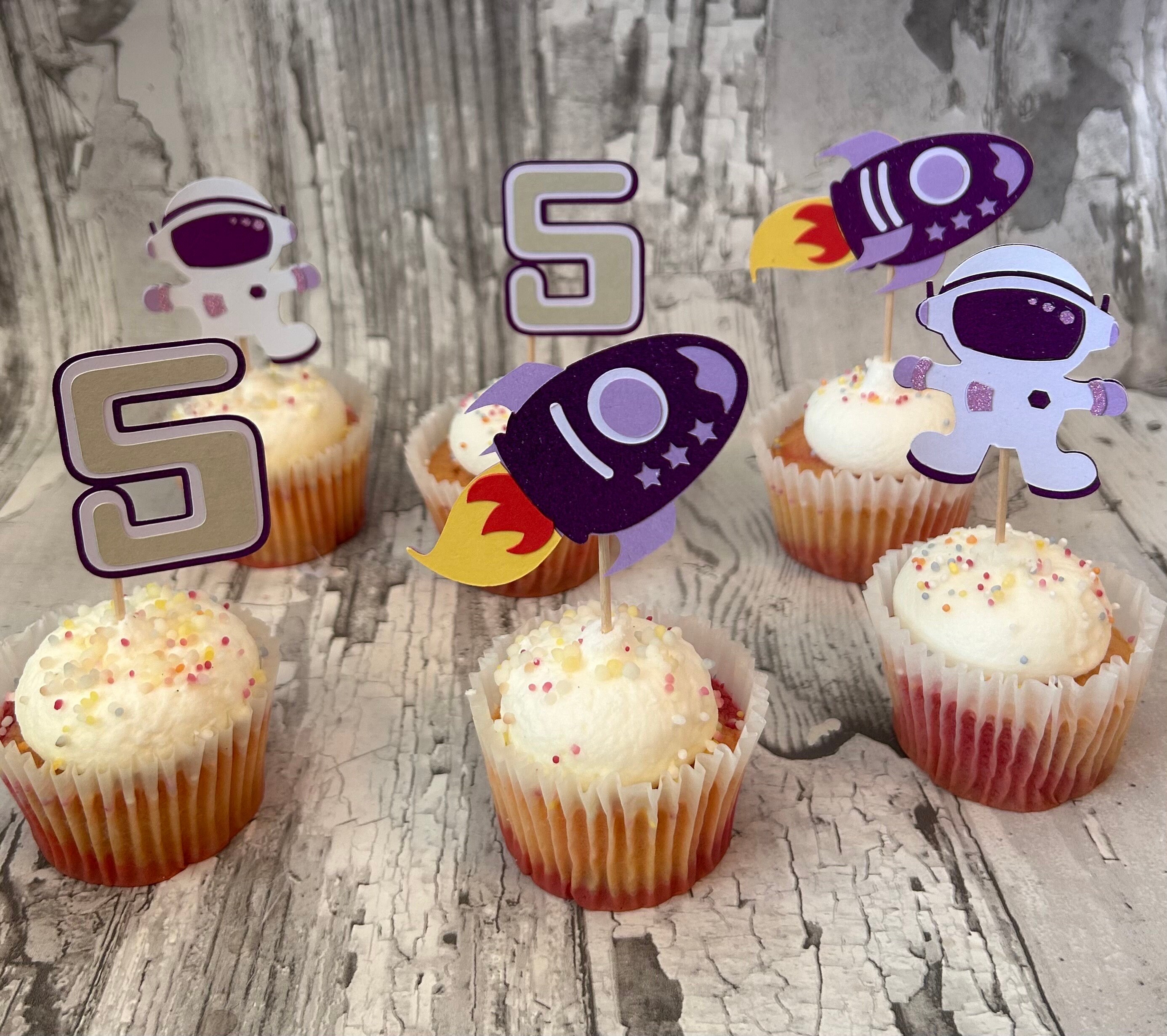 6 Space Themed Cupcake Toppers - Etsy