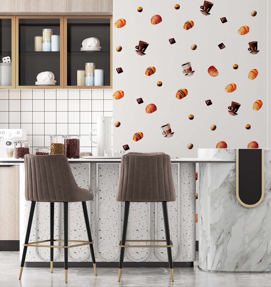 Coffee, Croissant and Sweets Wall Sticker High-quality Vinyl Decal for ...