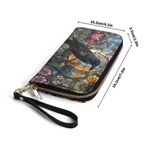 Stained Glass Floral Raven Wallet, Vegan Leather Wallet, Gothic Gift ...
