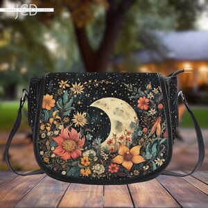 Vintage Wildflower Boho Moon Floral Crossbody Bag Black - Etsy