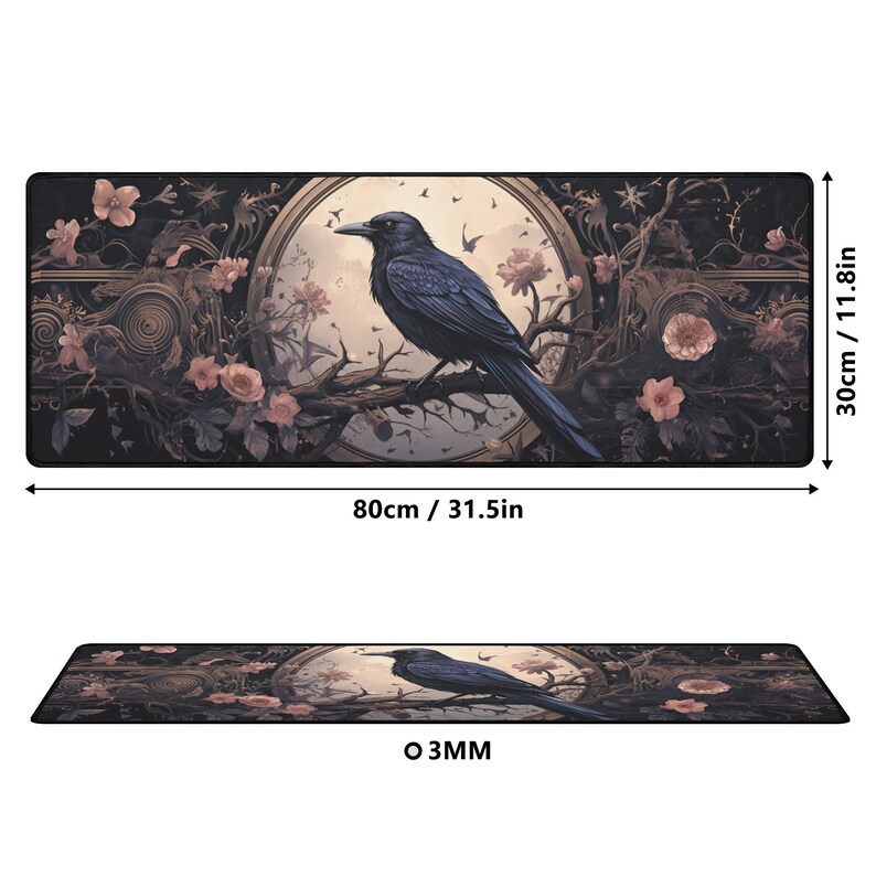 Dark Goth Raven Wildflowers Gothic Desk Mat Zen Desk Pad - Etsy