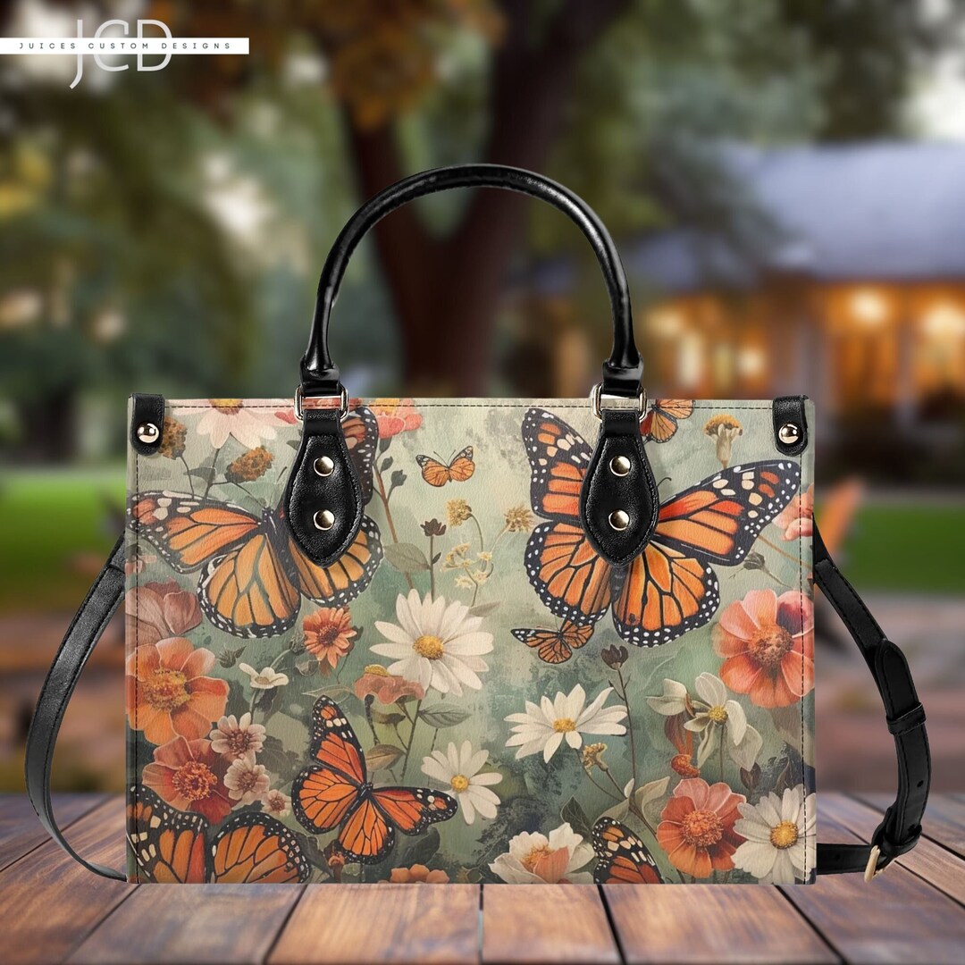 Butterfly Floral Handbag, Women's Shoulder Bag, Crossbody Bag With ...