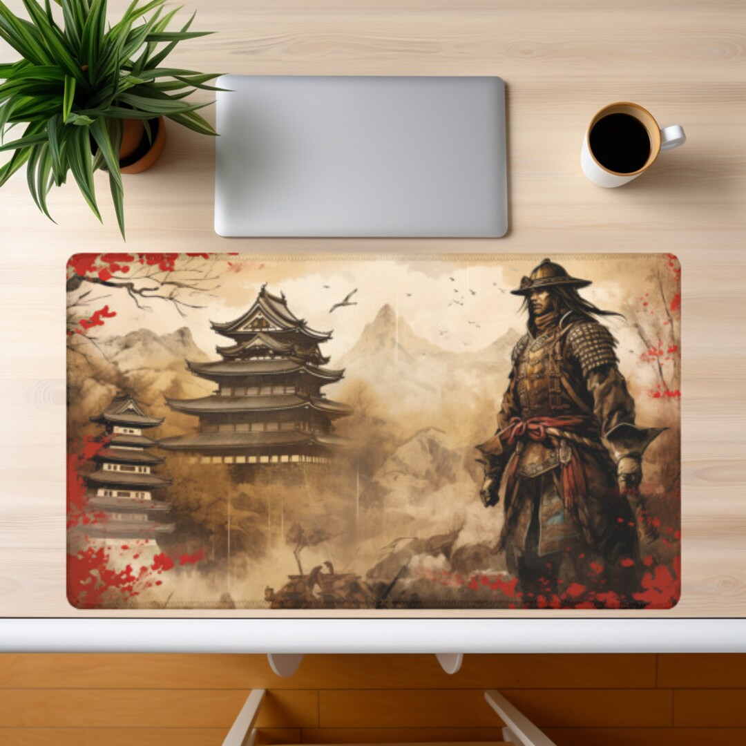 Samurai Warrior Desk Mat, Vintage Japanese Art MTG Playmat, Lorcana ...