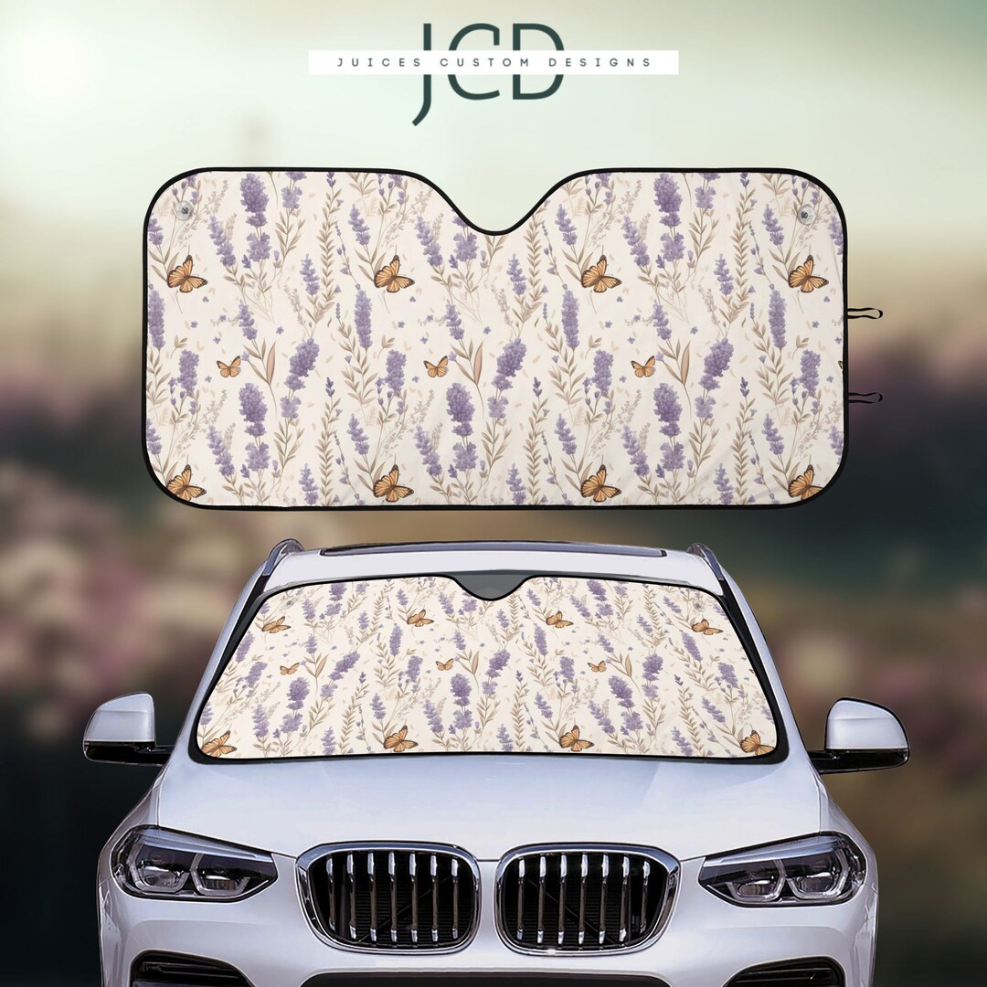 Boho Flower Windshield Sun Shade, Butterfly Windshield, Cottagecore Car ...