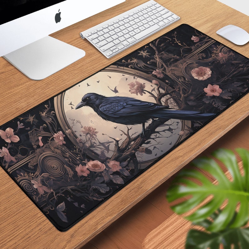 Dark Goth Raven Wildflowers Gothic Desk Mat Zen Desk Pad - Etsy
