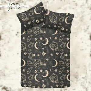 Celestial Bedding Set, Moon and Stars Duvet Cover, 3 Piece Comforter ...