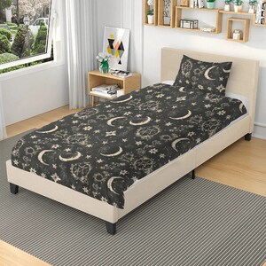 Celestial Bedding Set, Moon and Stars Duvet Cover, 3 Piece Comforter ...