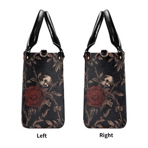 Gothic Skull and Rose Shoulder Bag, Unique Dark Floral Print Handbag ...