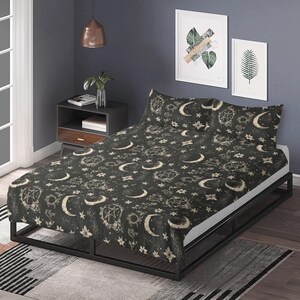 Celestial Bedding Set, Moon and Stars Duvet Cover, 3 Piece Comforter ...