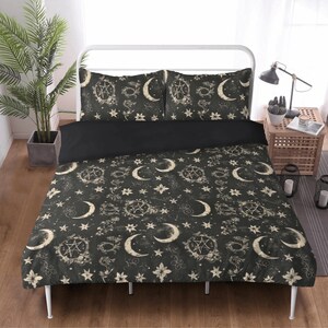 Celestial Bedding Set, Moon and Stars Duvet Cover, 3 Piece Comforter ...