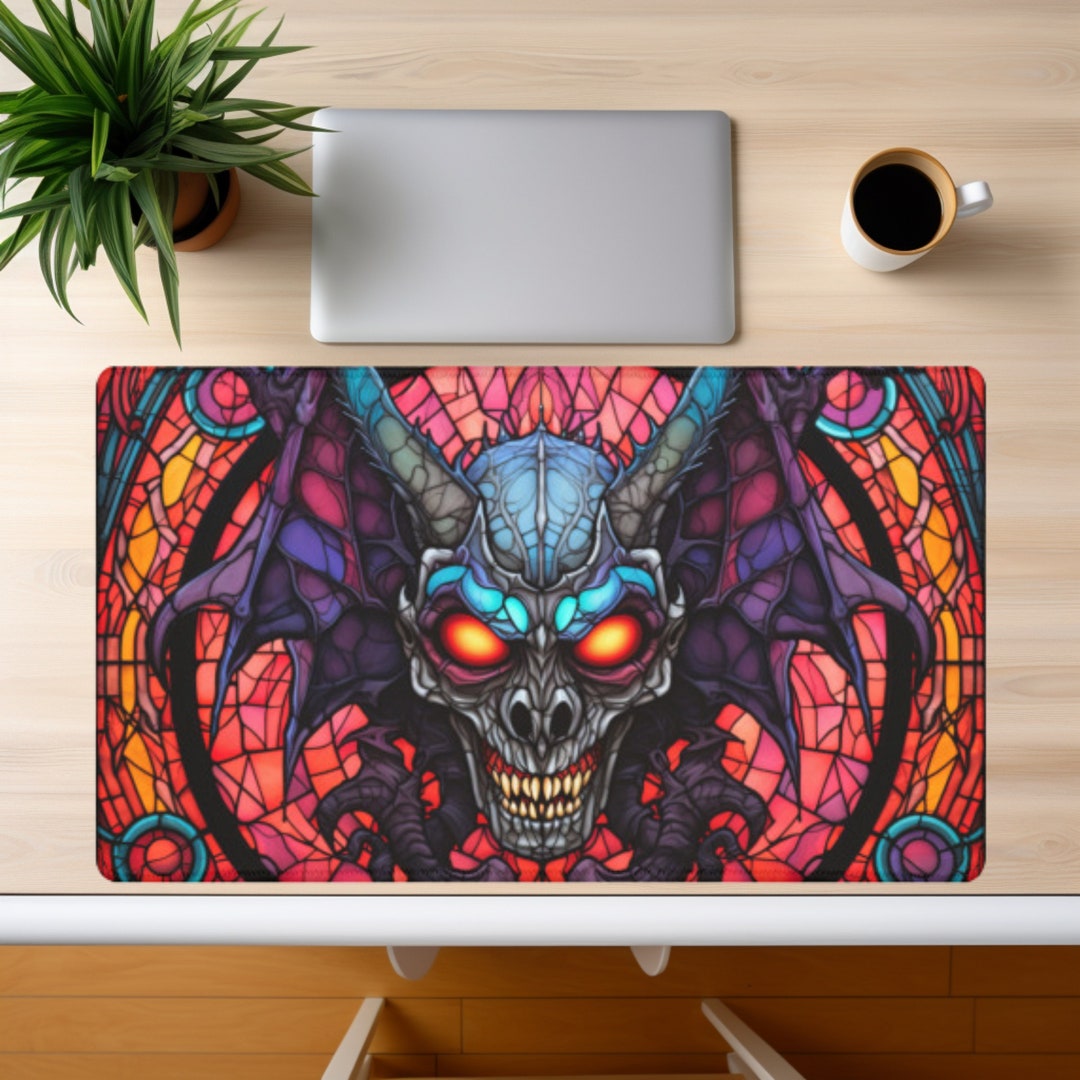 Large Gothic Gargoyle MTG Desk Mat, Colorful Office Accessories ...