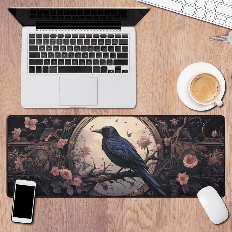 Dark Goth Raven Wildflowers Gothic Desk Mat Zen Desk Pad - Etsy
