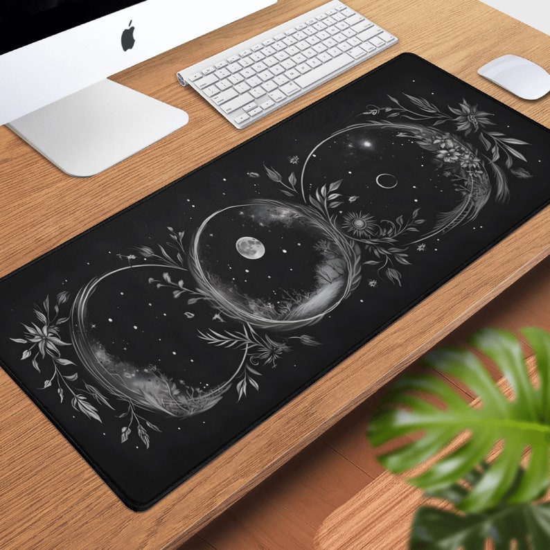 Crescent Moon Boho Desk Mat Witchy Desk Mat Zen Desk Pad - Etsy