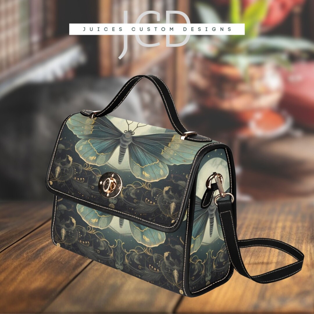 Boho Luna Moth Moon Saddle Bag, Vegan Leather Cute Crossbody Bag, Brown ...