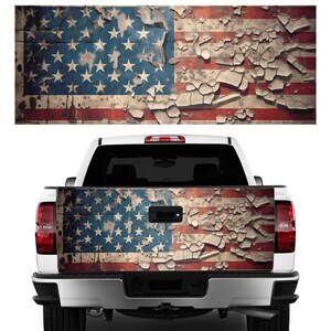 Distressed American Flag Truck Decal Sticker for Tailgate, Patriotic ...