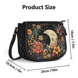 Vintage Wildflower Boho Moon Floral Crossbody Bag Black - Etsy