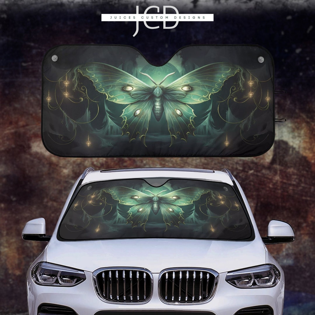 Luna Moth Car Windshield Sun Shade, Boho Mystical Lunar Witchy ...